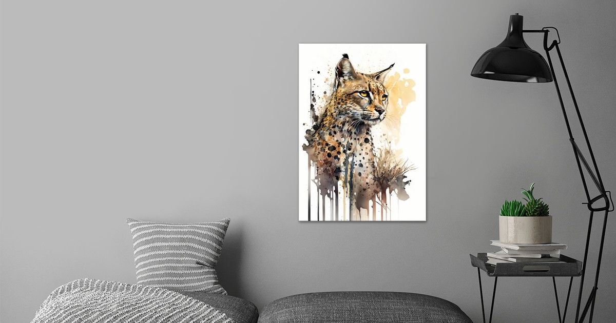 'Wild Cat Watercolor' Poster by Usama Design | Displate