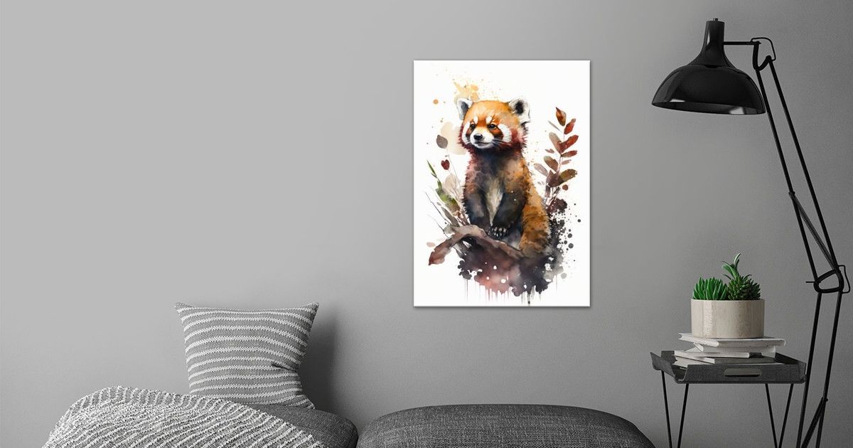 'Red Panda Watercolor' Poster by Usama Design | Displate