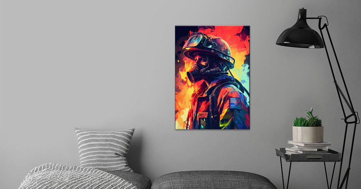 'Firefighter Colorful' Poster by DecoyDesign | Displate