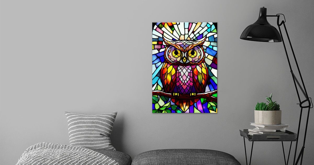 'Owl Stained Glass Style' Poster by Holzkovic | Displate