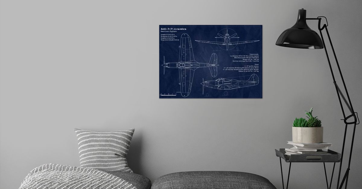 'P39 Airacobra Blueprint' Poster by AirCraft Lover | Displate