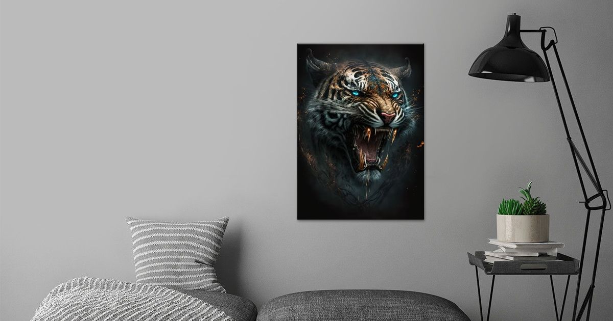 'Tiger Roaring Fierce' Poster by Mr Newell | Displate