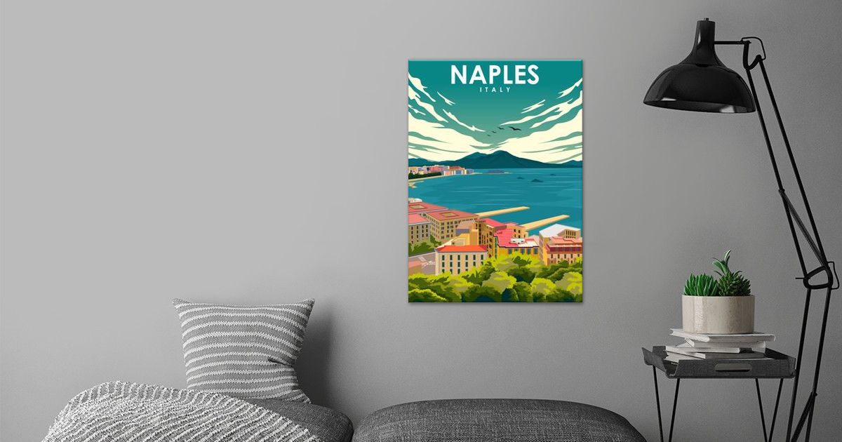 'Naples Italy Travel Poster' Poster by Jorn | Displate