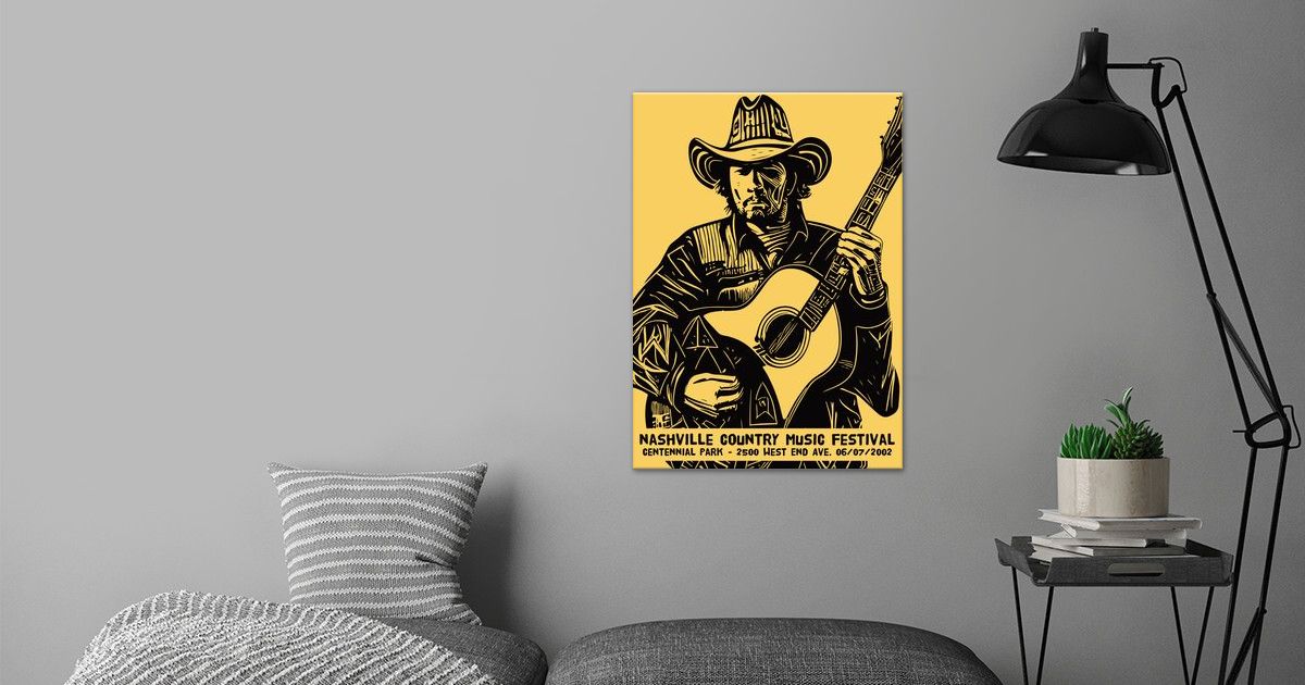 'Country Music Linocut Art' Poster by BluePinkPanther | Displate