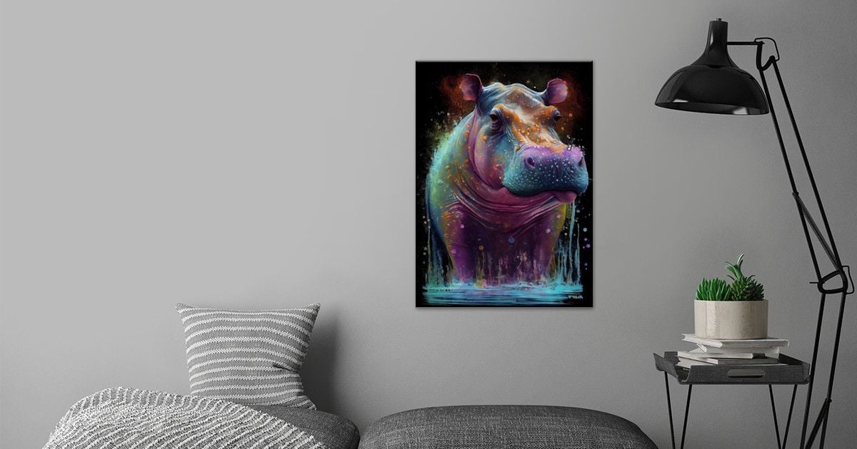 'Hippo Ink Painting' Poster by Scott Prokop | Displate