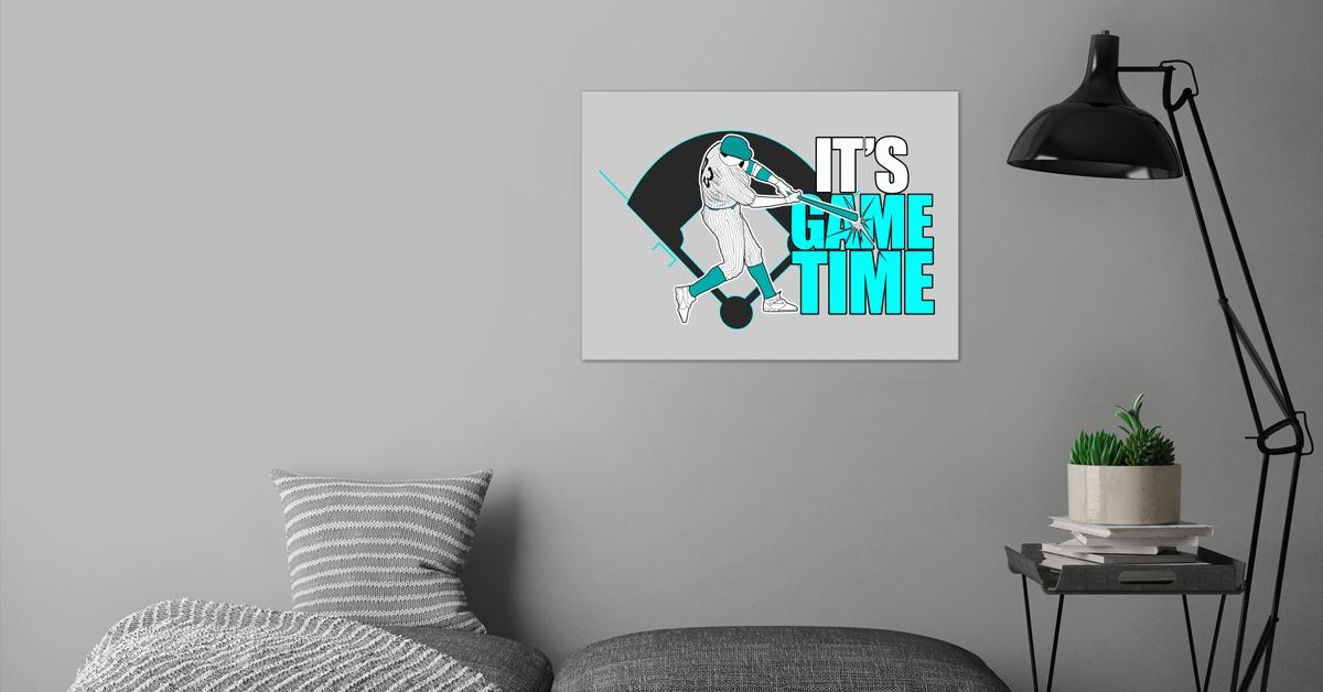'Game Time Baseball Aqua' Poster by Adamzworld | Displate