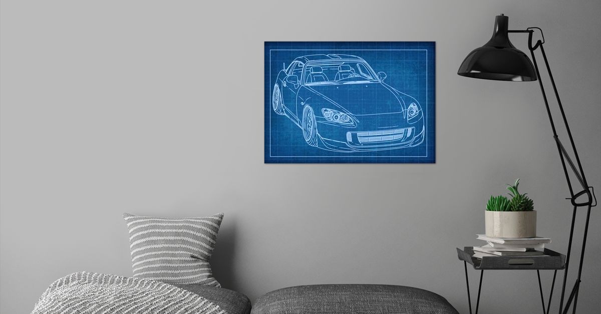 'Honda S2000 Blueprint' Poster by Navin Guyvit | Displate