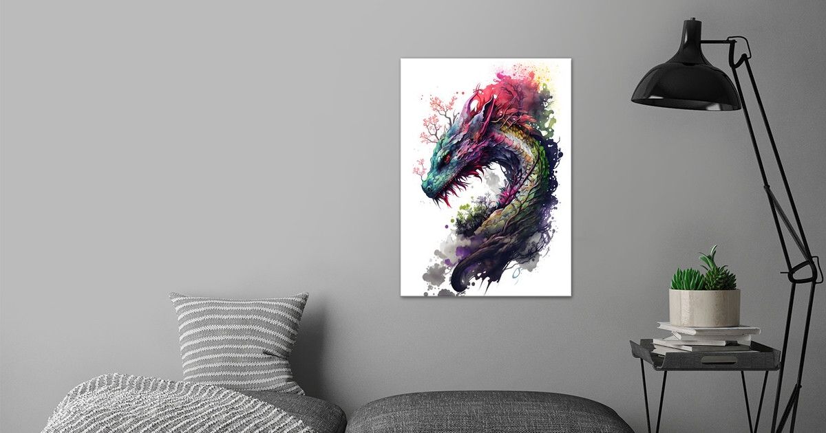 'Dragon Floral ' Poster by Digital Artist | Displate
