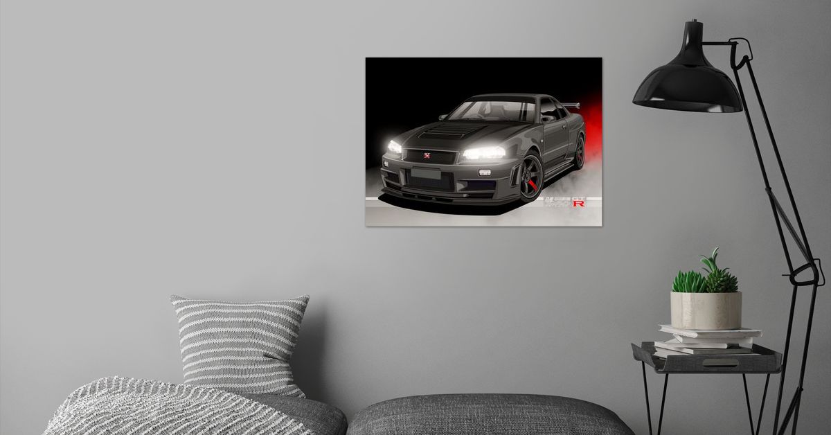 'SMOKEY GTR R34 SKYLINE' Poster by Flux Lab | Displate