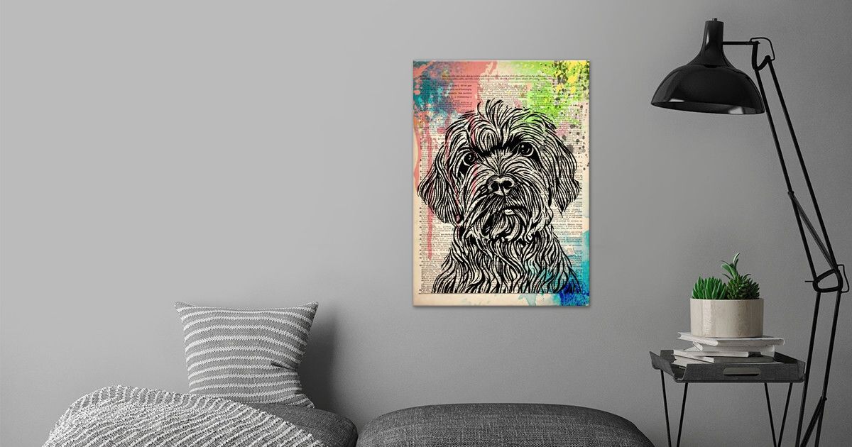'Cockapoo Dog line drawing ' Poster by Art popop | Displate