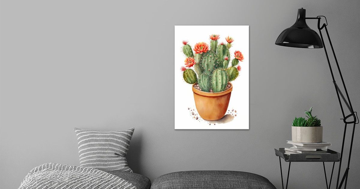 'Cactus Flower Watercolor' Poster by Nick Lopez | Displate