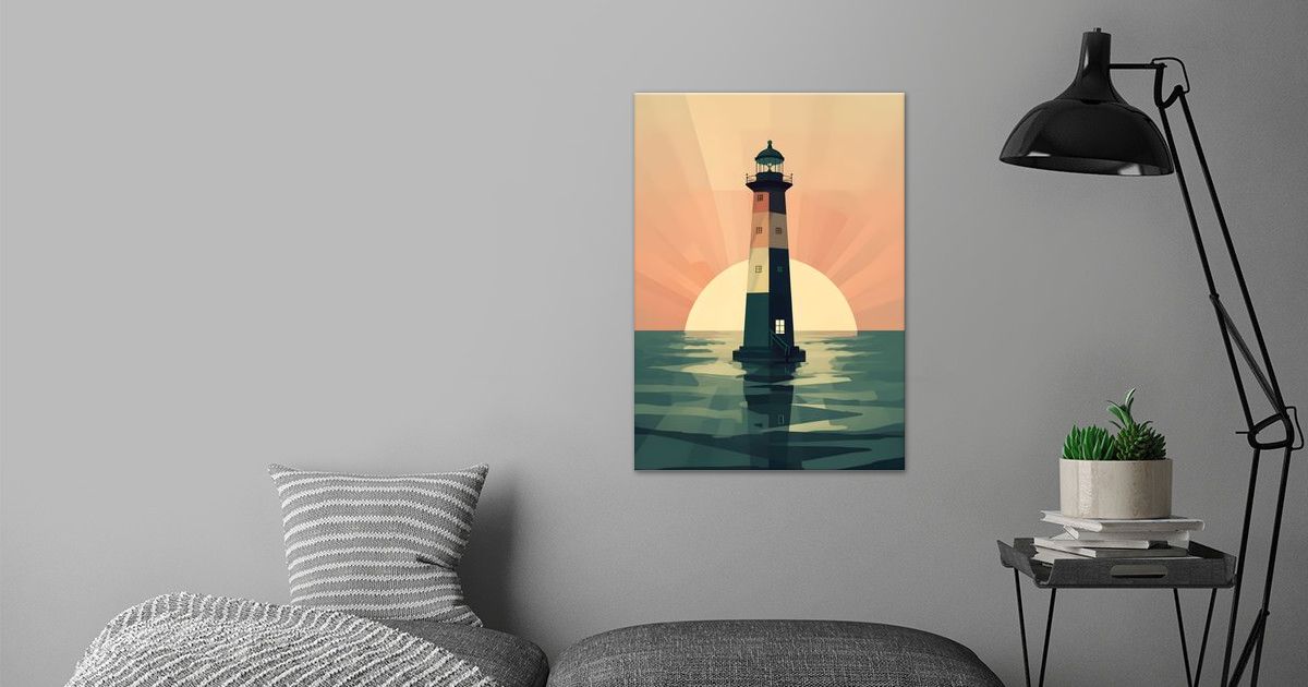 'Sunset Lighthouse' Poster by Mark Vincent Verallo | Displate