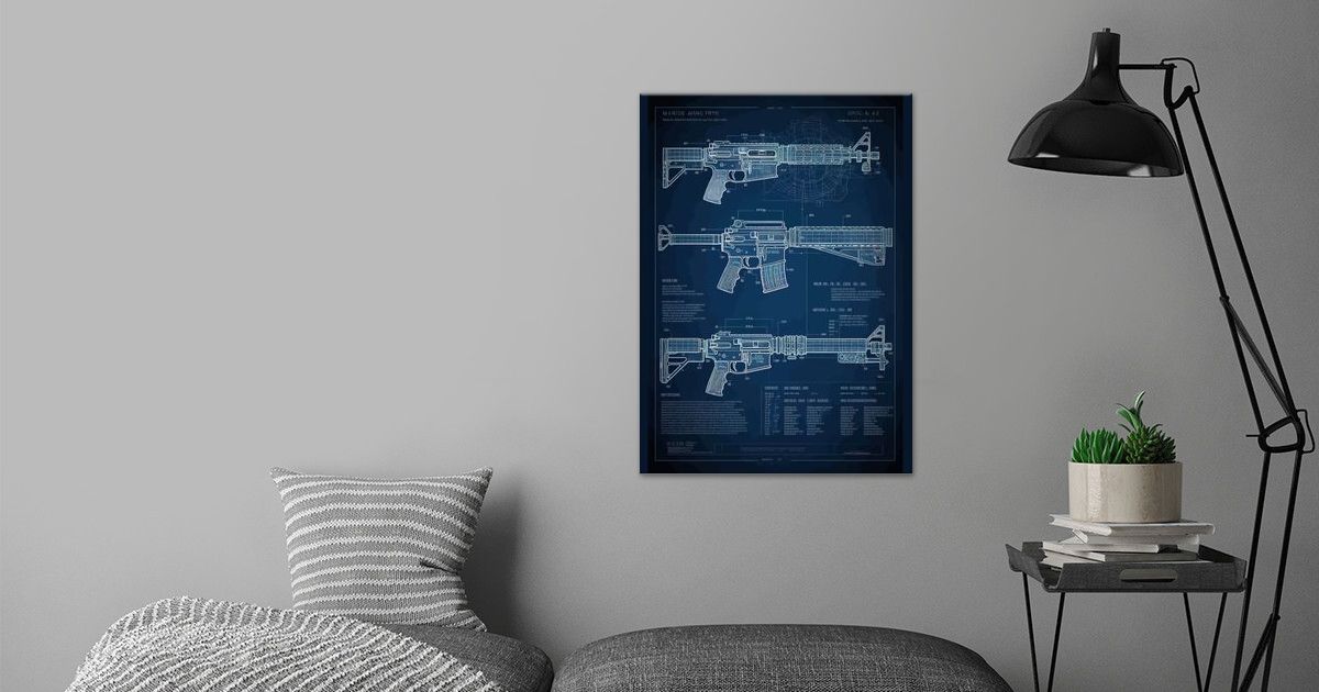 'M16 rifle blueprint' Poster by amelie Again | Displate