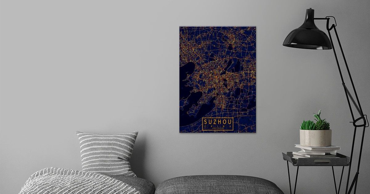 'Suzhou Map City At Night' Poster by deMAP Studio | Displate