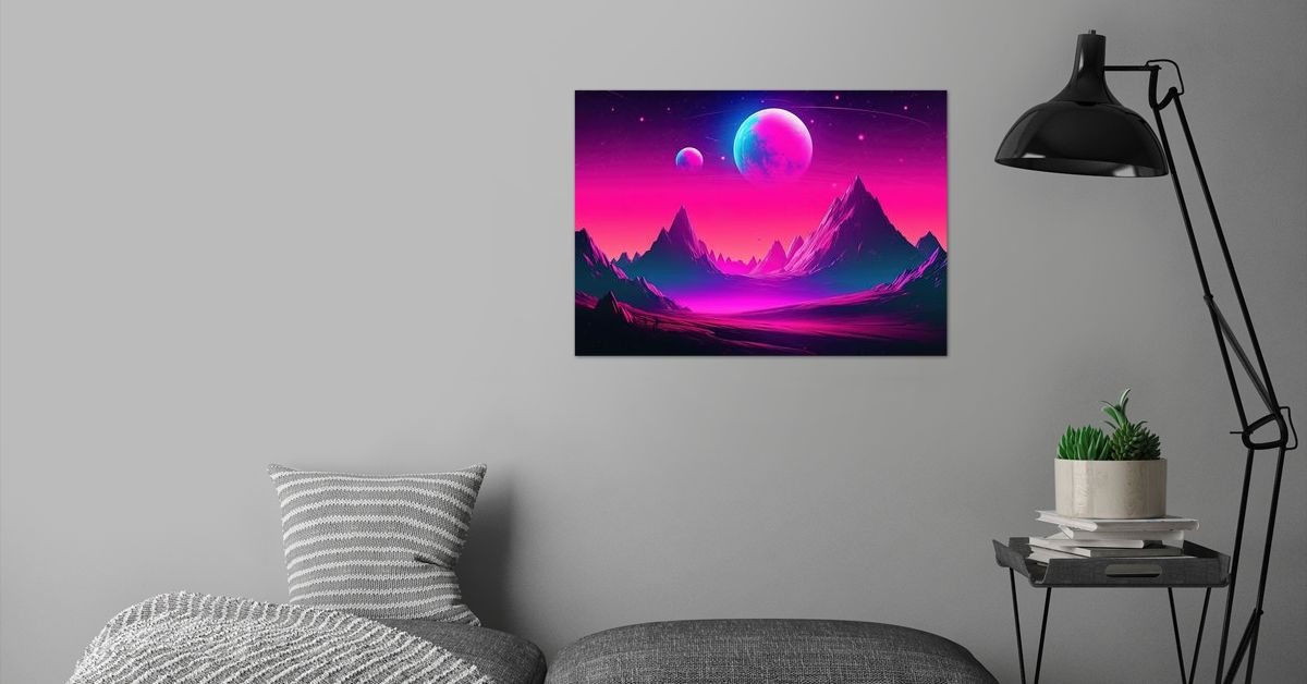 'Neon Ascent Synthwave' Poster by MulletMonkey | Displate