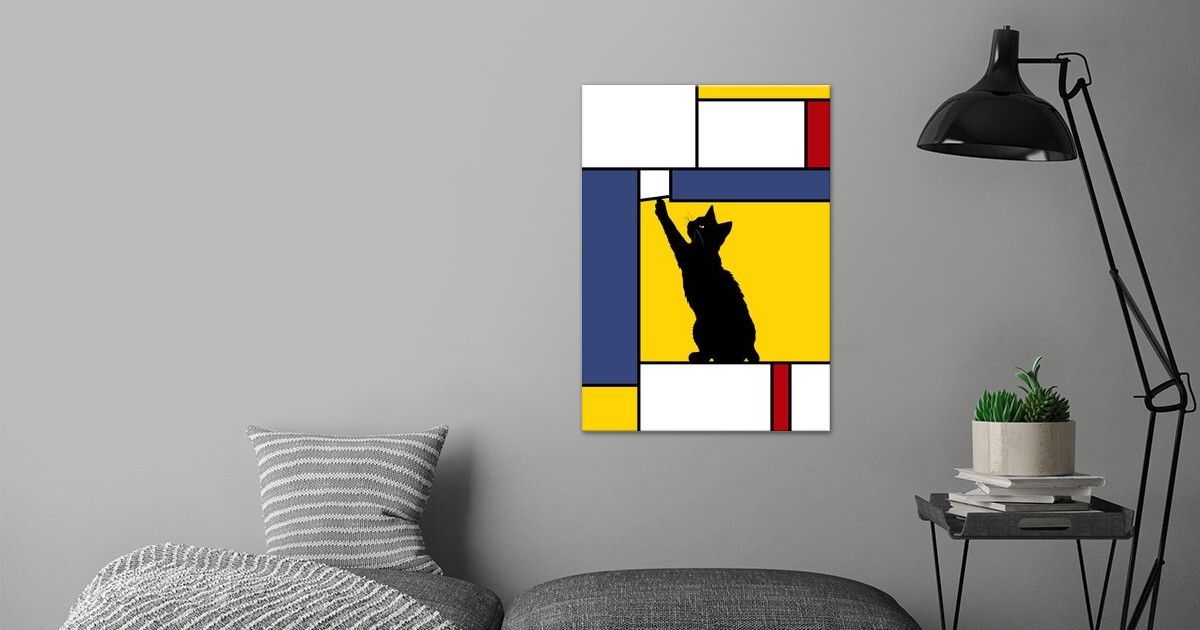 'Black Cat Mondrian Art' Poster by Jamestar | Displate