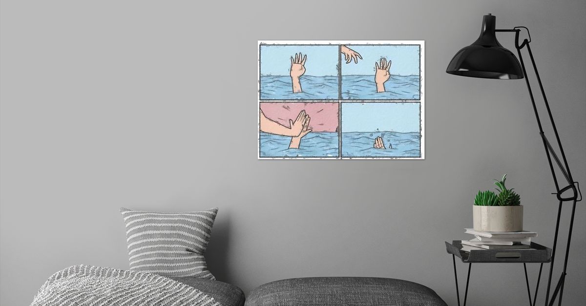 'Drowning High Five Meme' Poster by Meme Daily | Displate