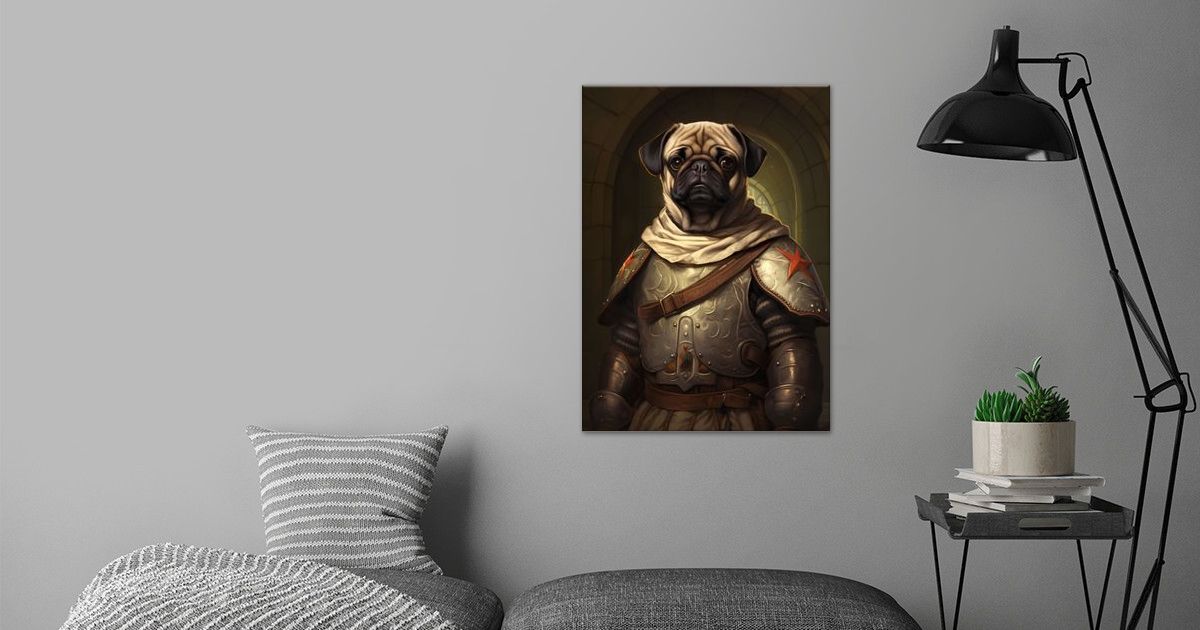 'pug dog dressed in viking' Poster by Beautiful Beast | Displate